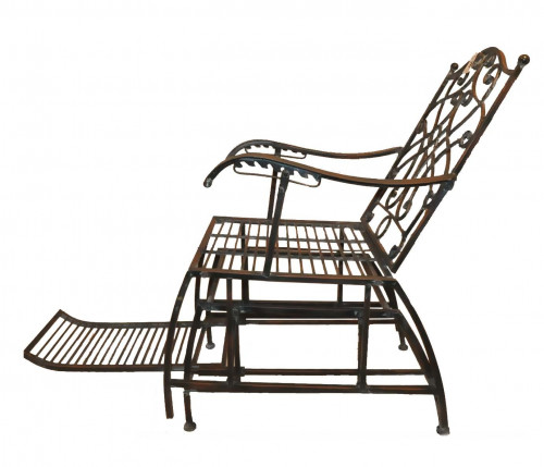 Rocking Chair de jardin en Fer Forgé Vert de Gris - Demeure et Jardin